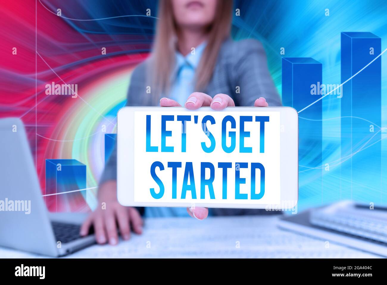 Hand writing sign Let S Is Get Started. Conceptual photo to begin doing ...