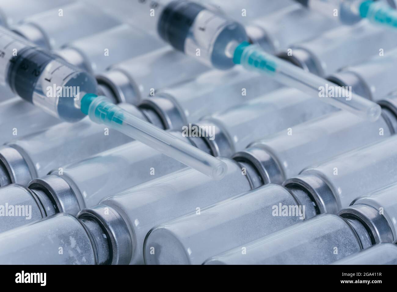 Medicine, Injection, vaccine and disposable syringe, drug concept ...