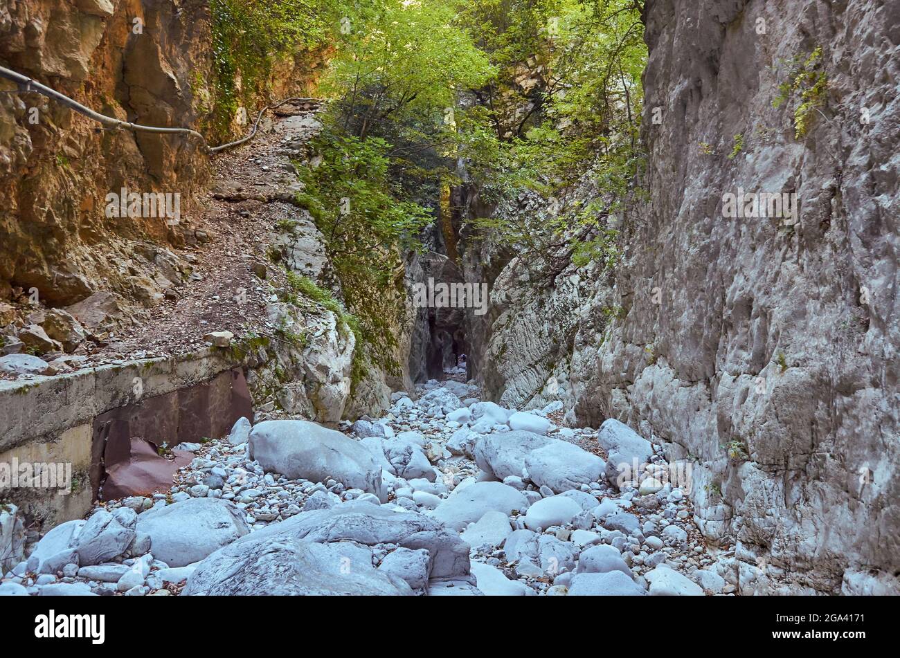 Natural scenery from the famous Ridomo gorge in Taygetus Mountain. The ...