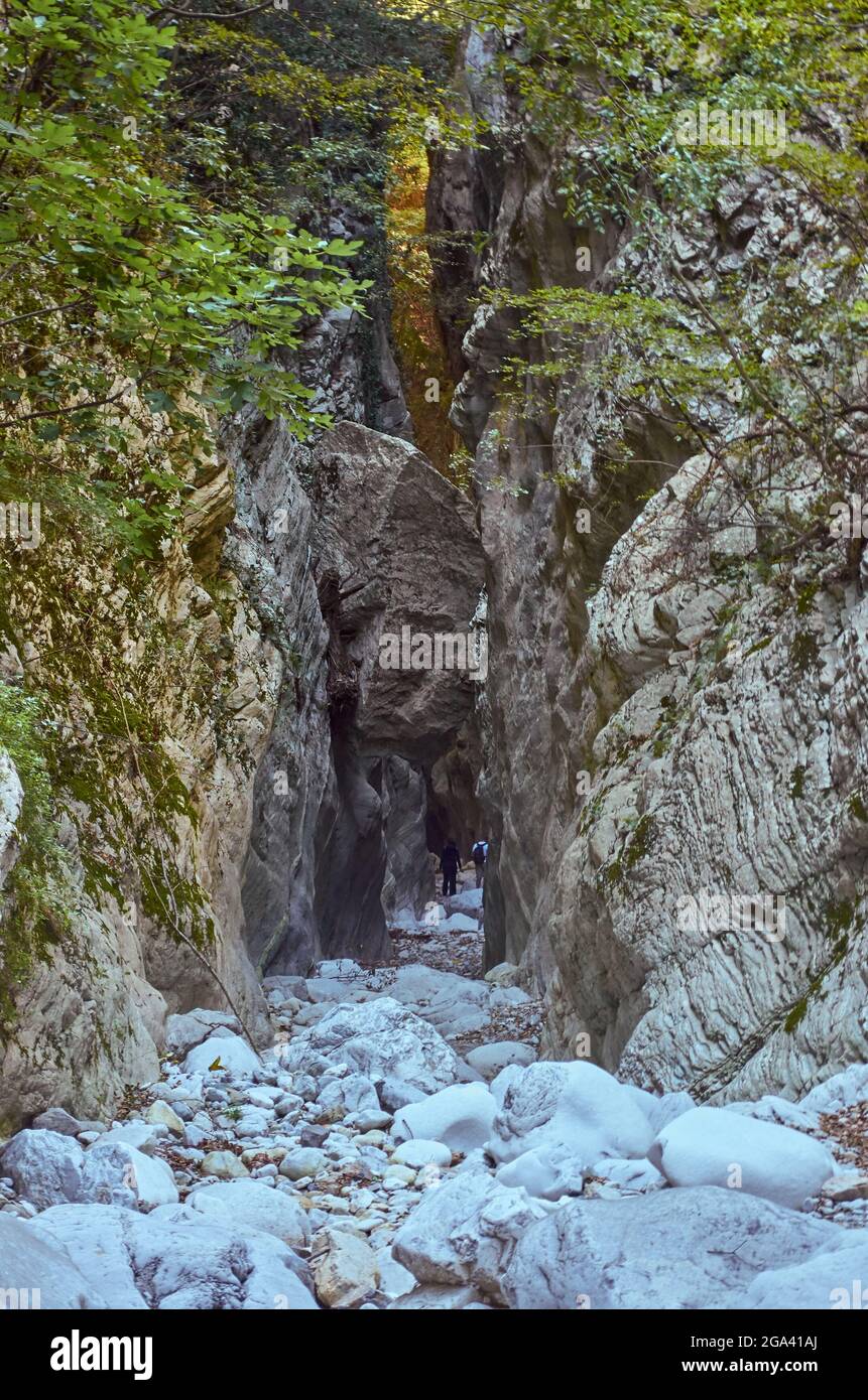 Natural scenery from the famous Ridomo gorge in Taygetus Mountain. The ...