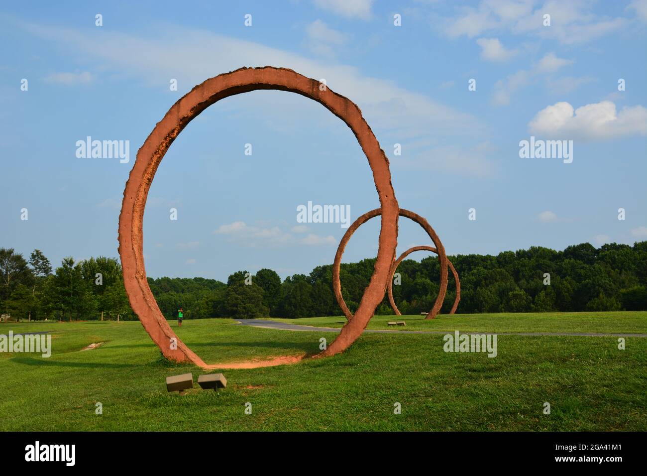 The iconic Gyre Rings by Thomas Sayre in the Museum Park, Raleigh North ...