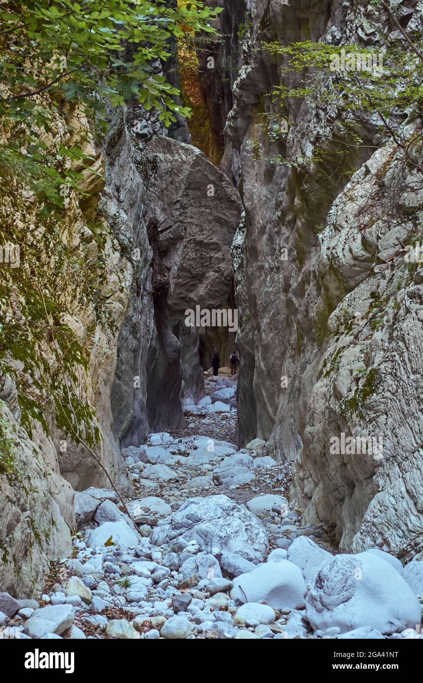 Natural scenery from the famous Ridomo gorge in Taygetus Mountain. The ...