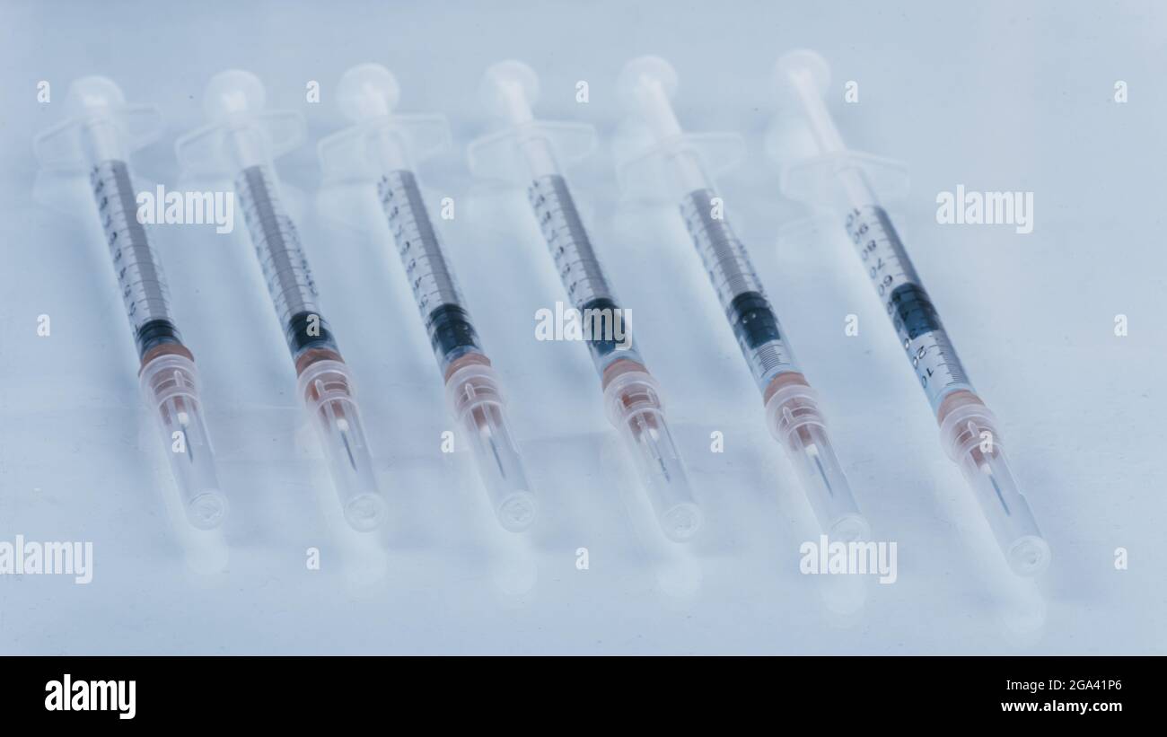 Medicine, Injection, vaccine and disposable syringe isolated, drug ...