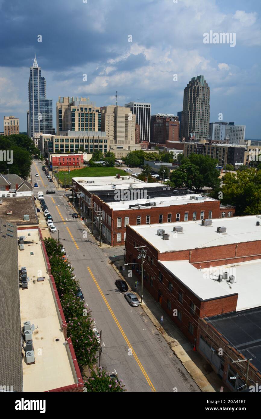Downtown rises above the trendy Warehouse District in Raleigh North ...