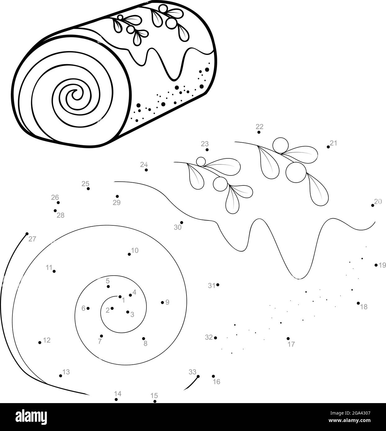 Dot to dot Christmas puzzle for children. Connect dots game. Dessert ...