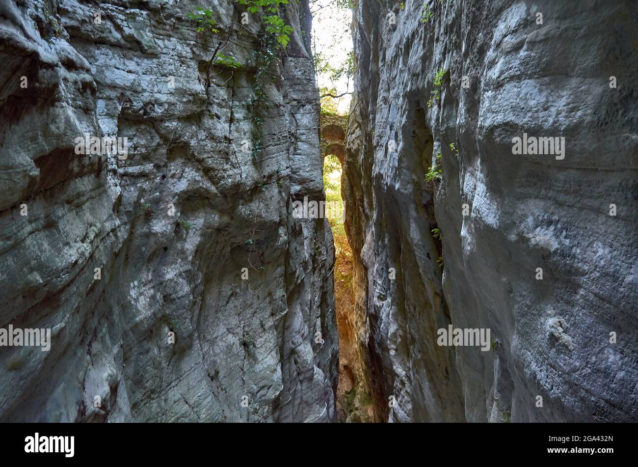 Natural scenery from the famous Ridomo gorge in Taygetus Mountain. The ...