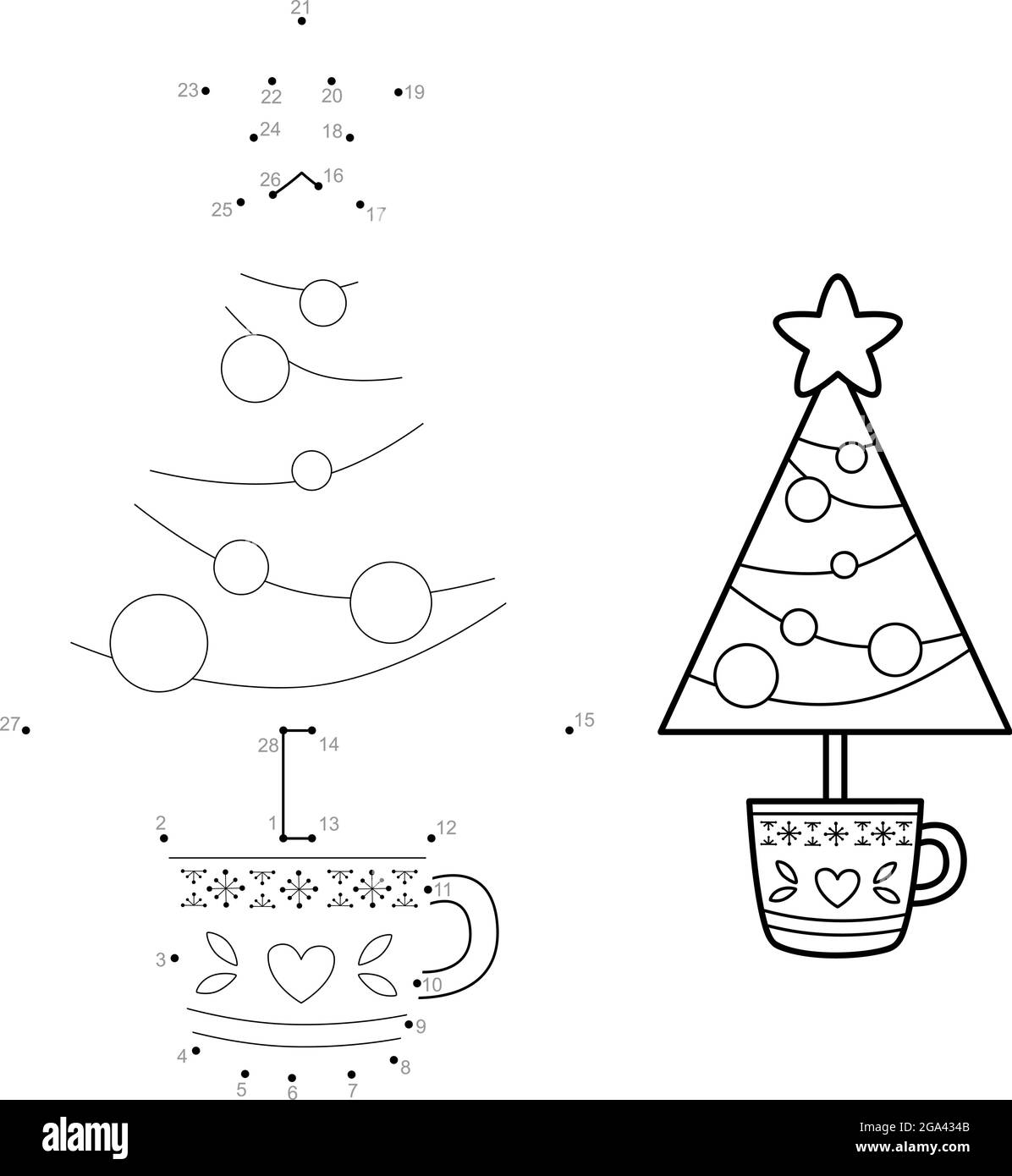 Dot to dot Christmas puzzle for children. Connect dots game. Christmas ...
