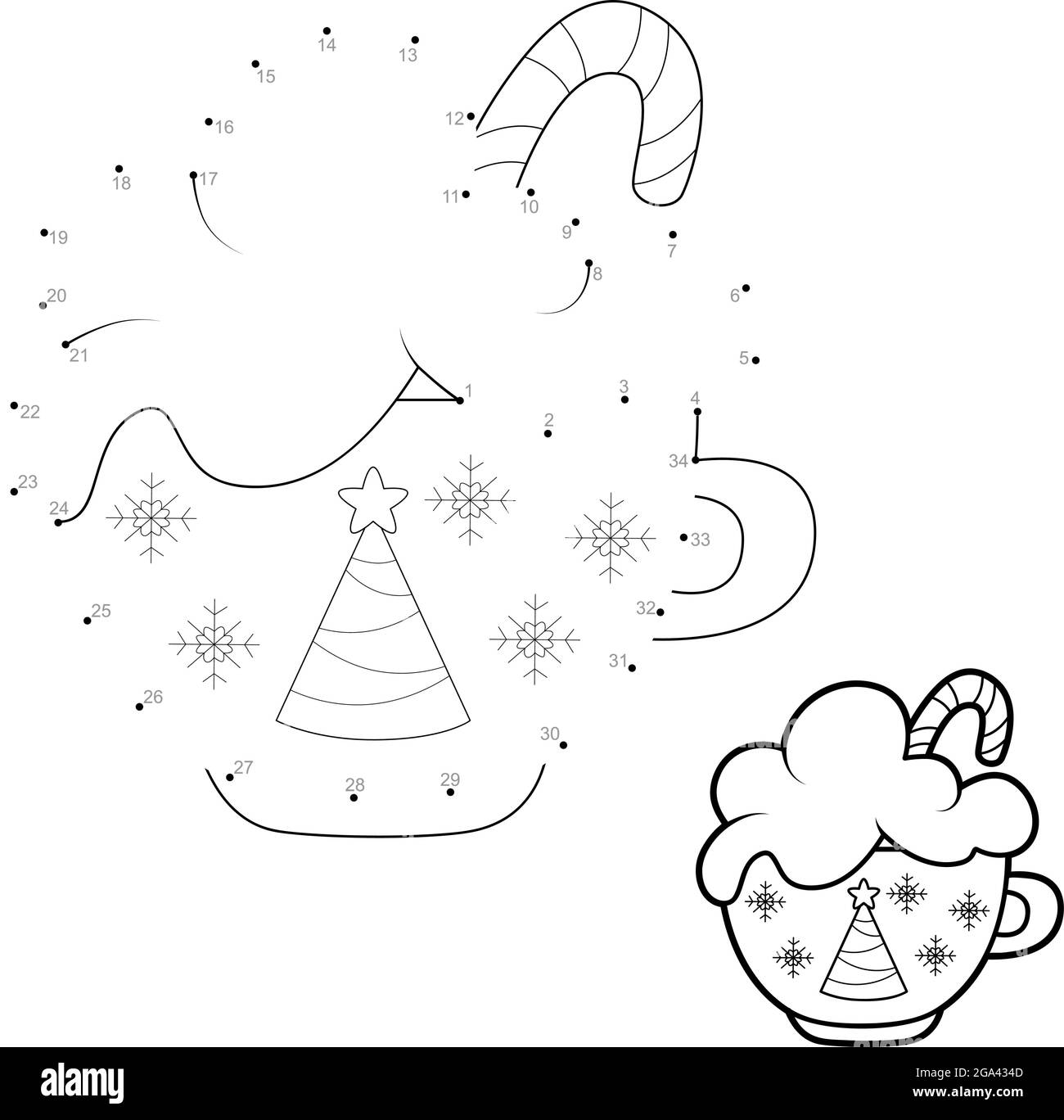 Dot to dot Christmas puzzle for children. Connect dots game. Cup vector ...