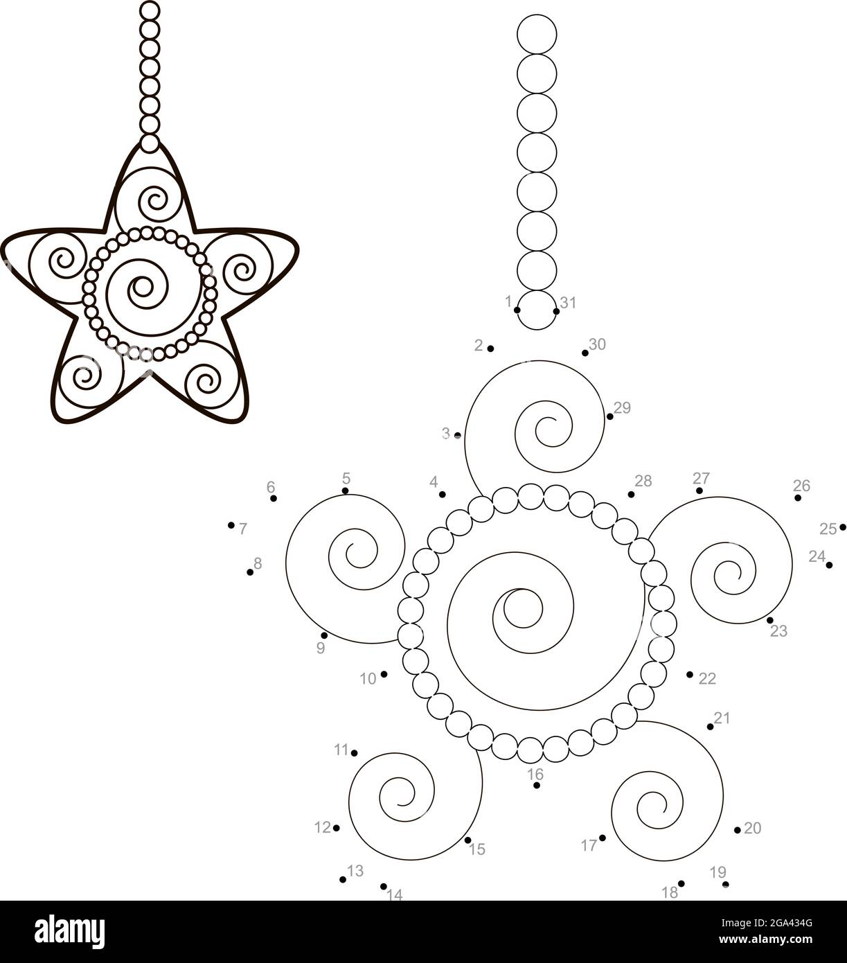 Dot to dot Christmas puzzle for children. Connect dots game. Christmas ...