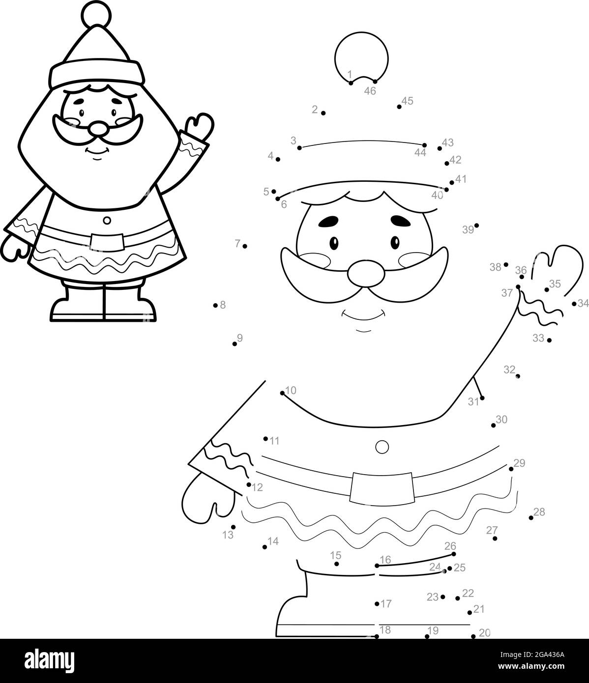 Dot to dot Christmas puzzle for children. Connect dots game. Santa ...