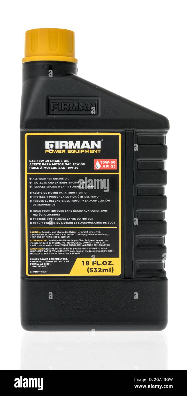 Winneconne, WI -20 July 2021: A package of Firman power equimpent motor ...