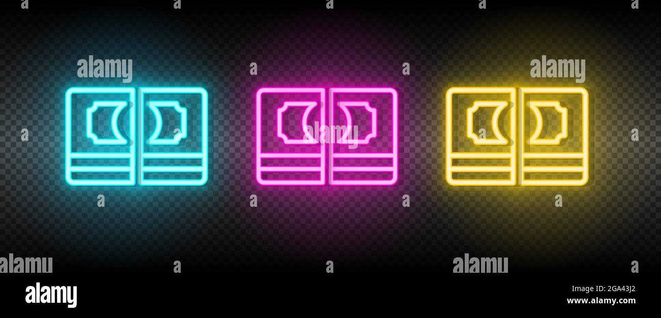 cash, money, pack neon vector icon. Illustration neon blue, yellow, red ...