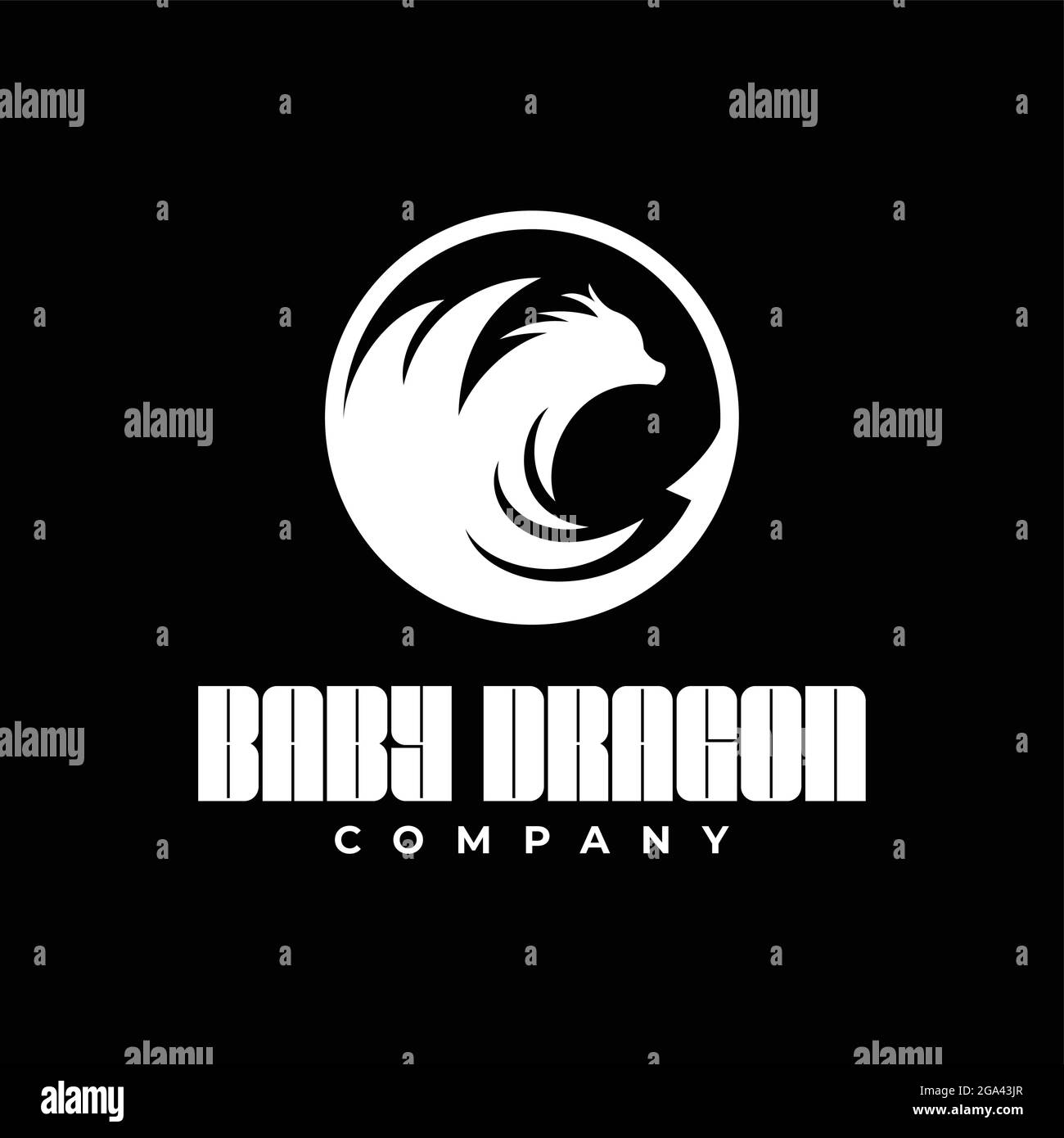 Simple modern geometric Baby dragon logo in letter O and circle shape ...