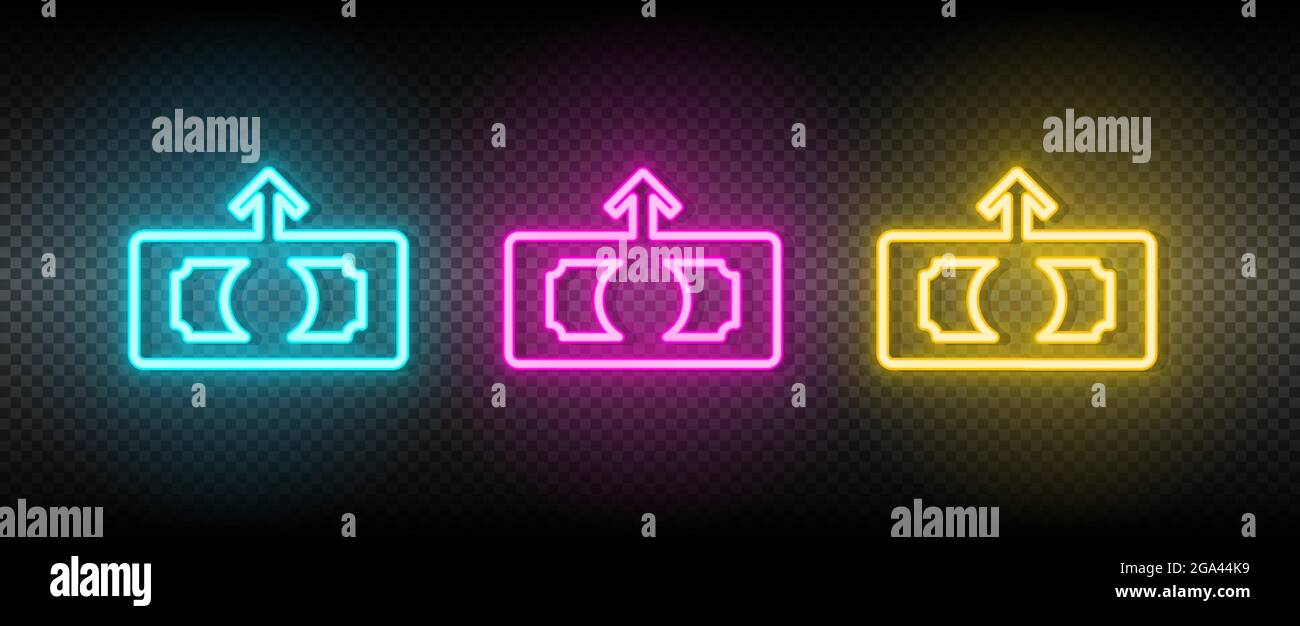 cash, finance, money neon vector icon. Illustration neon blue, yellow ...