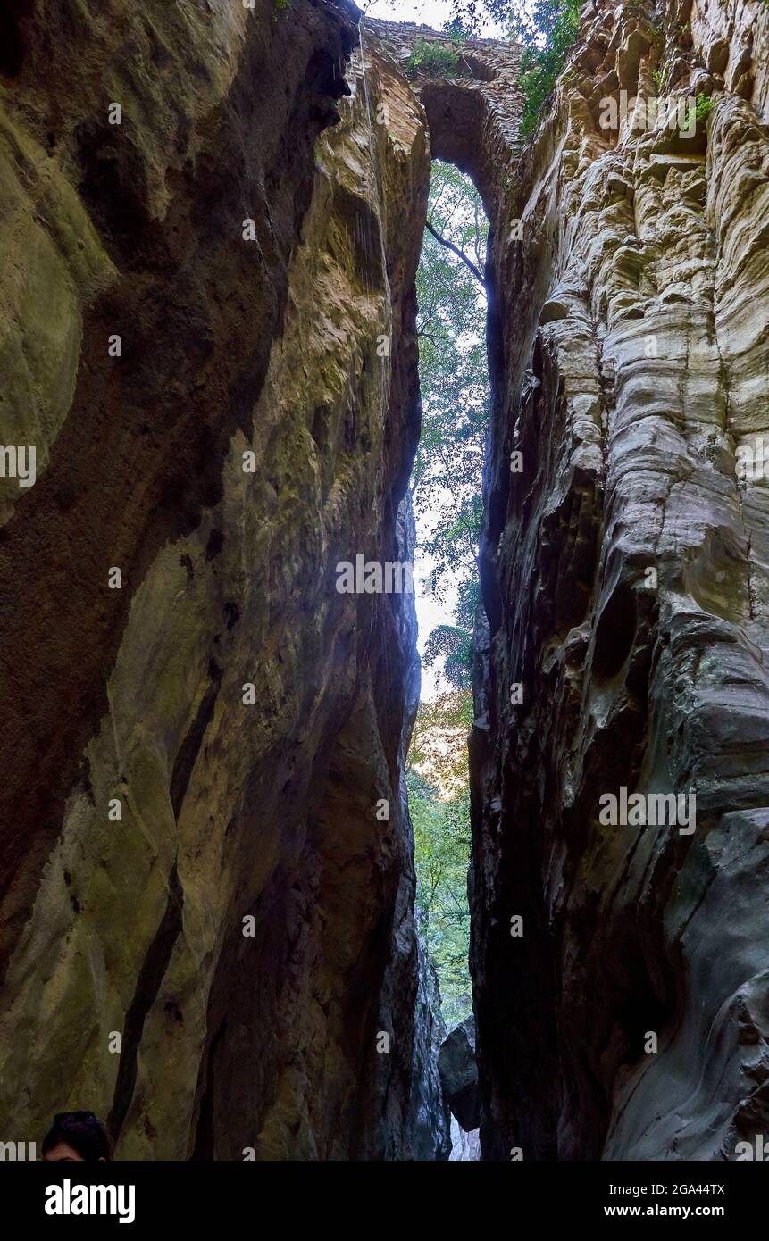 Natural scenery from the famous Ridomo gorge in Taygetus Mountain. The ...