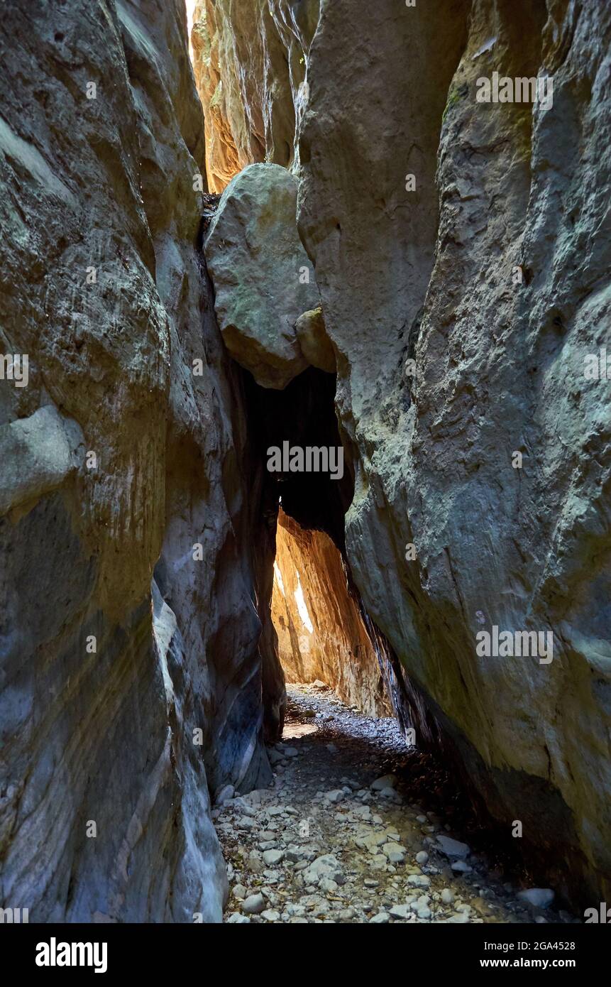 Natural scenery from the famous Ridomo gorge in Taygetus Mountain. The ...