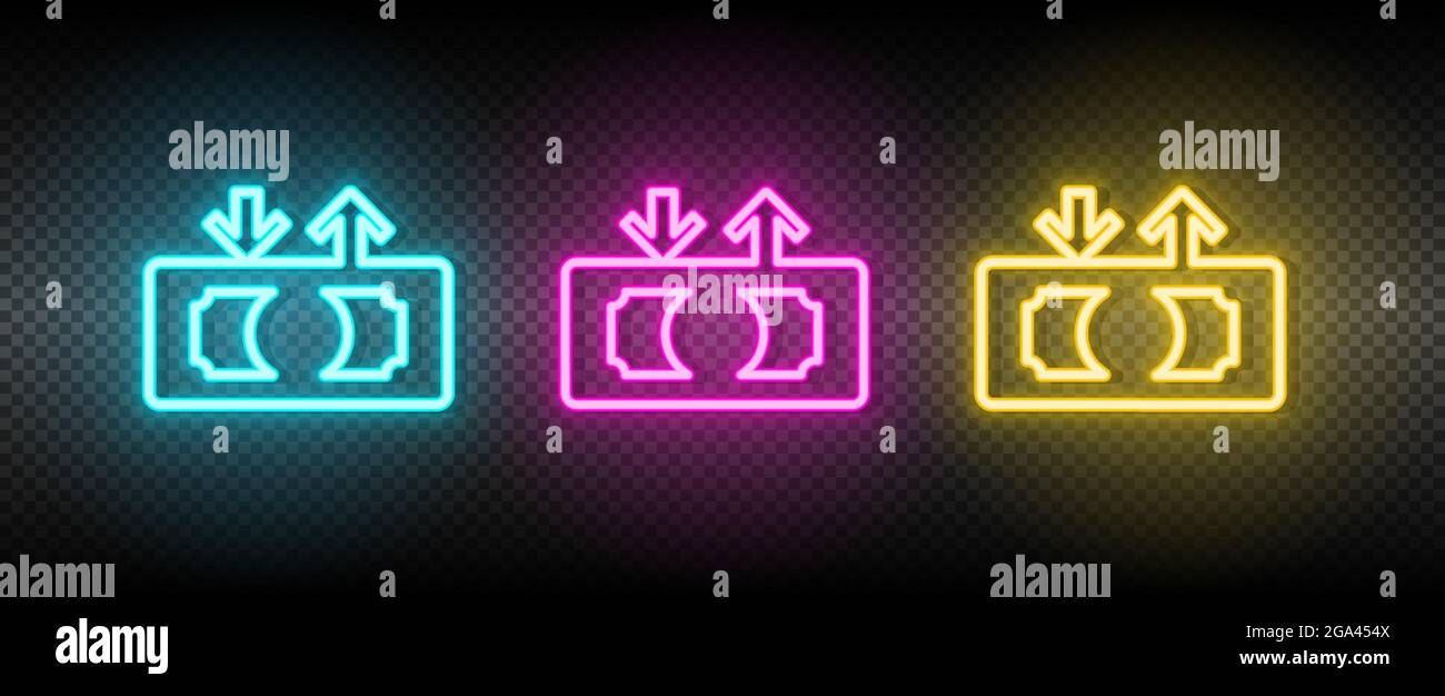 cashing, cash out, money neon vector icon. Illustration neon blue ...