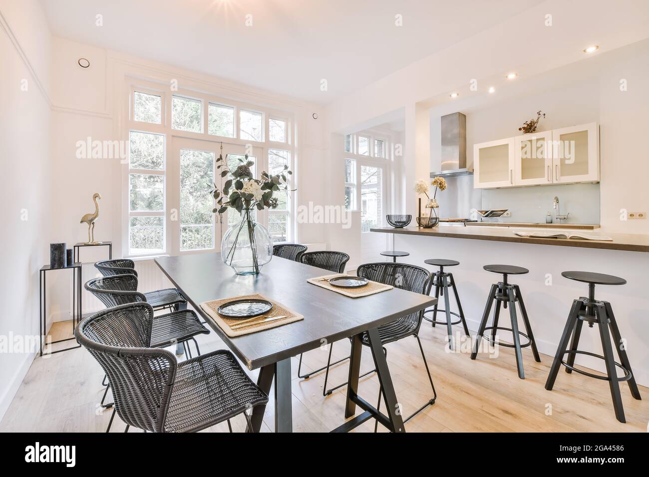 Modern dining room in a luxury house with individual design Stock Photo ...