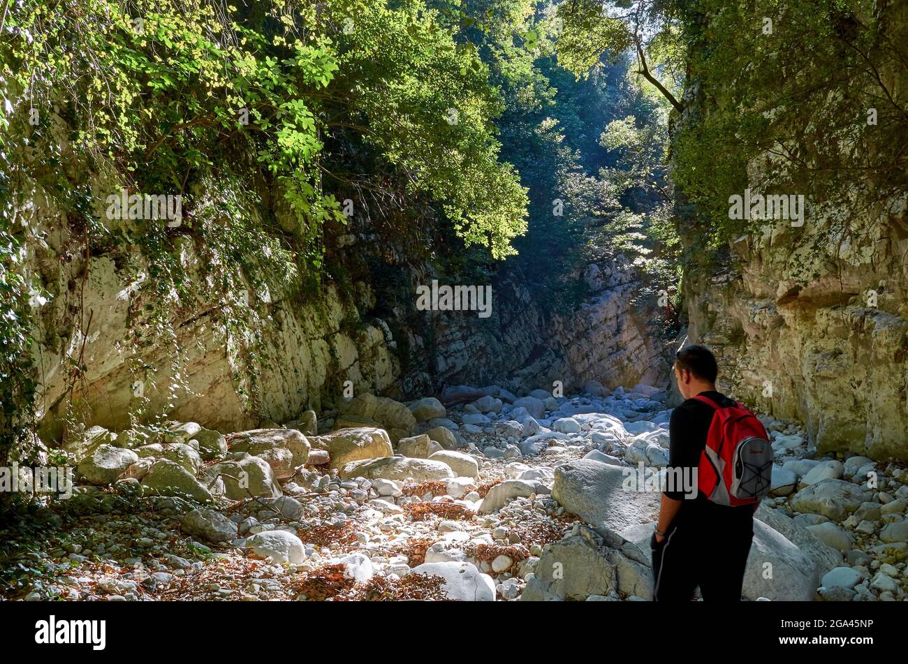 Natural scenery from the famous Ridomo gorge in Taygetus Mountain. The ...