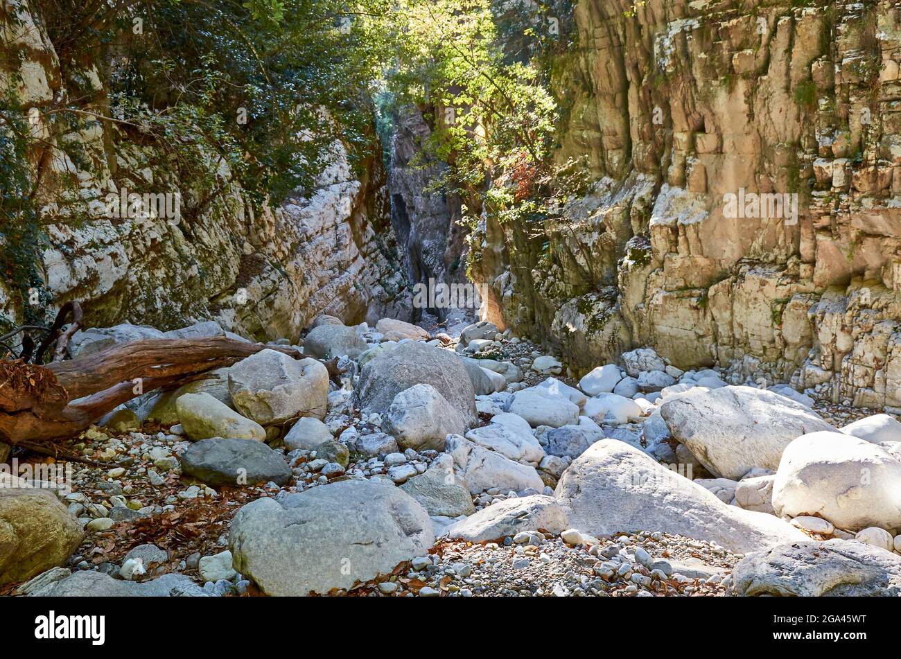 Natural scenery from the famous Ridomo gorge in Taygetus Mountain. The ...