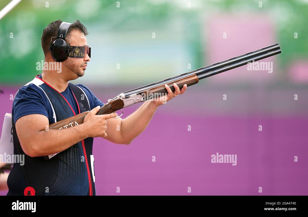 Great Britain's Aaron Heading competes in the Men's Trap Shooting at ...