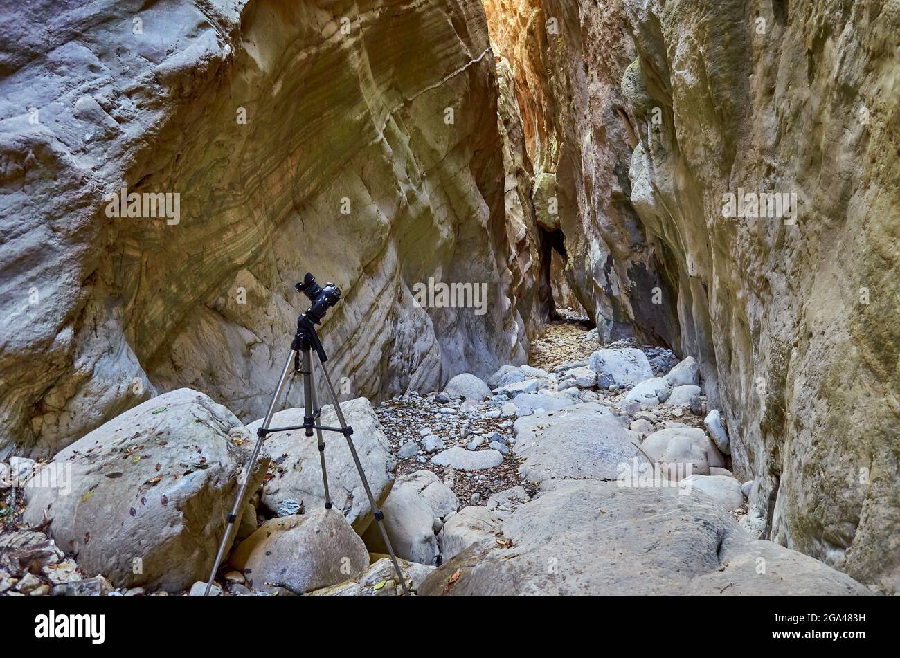 Natural scenery from the famous Ridomo gorge in Taygetus Mountain. The ...
