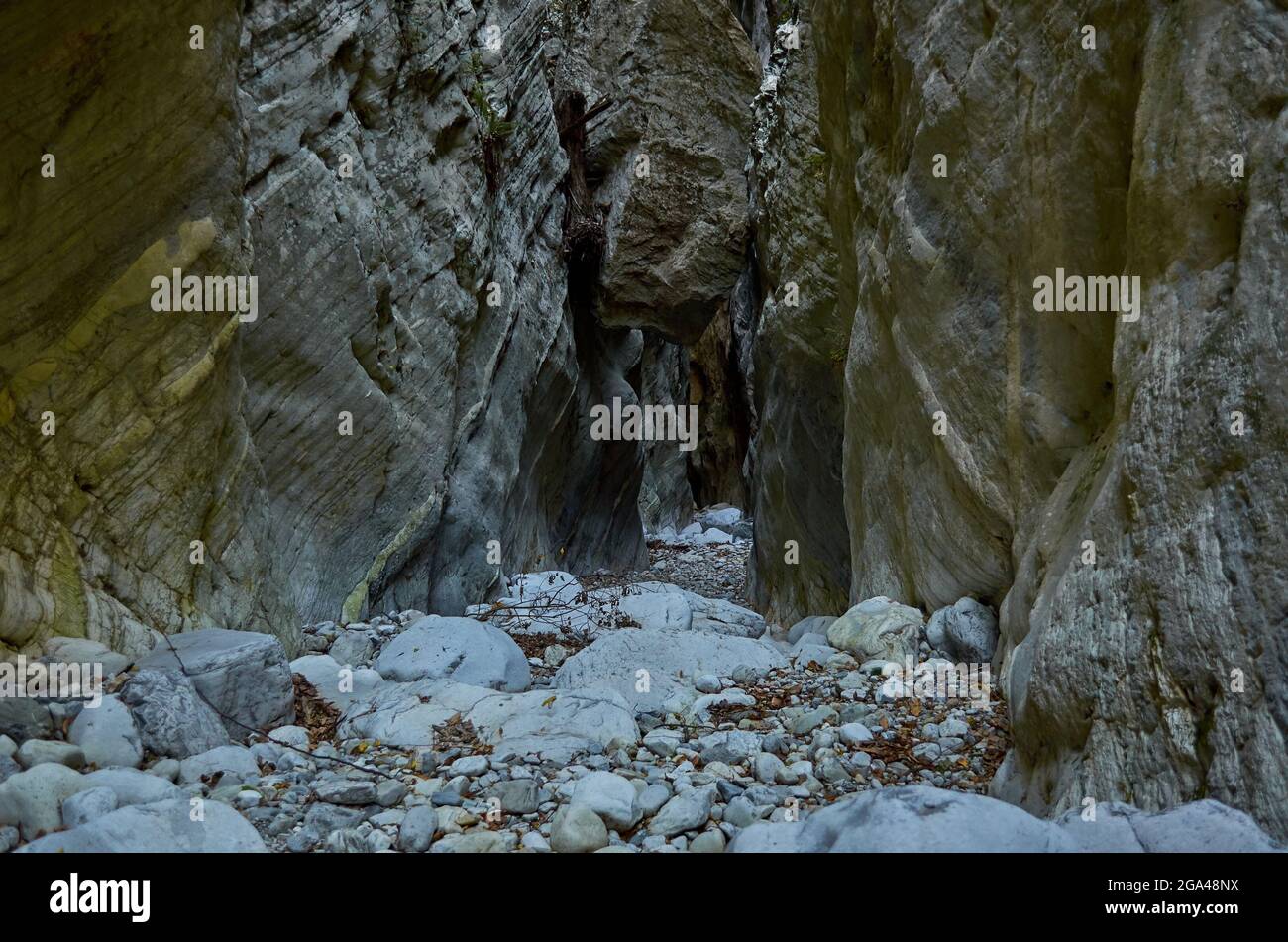 Natural scenery from the famous Ridomo gorge in Taygetus Mountain. The ...