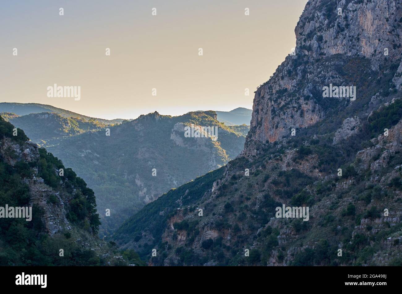 Natural scenery from the famous Ridomo gorge in Taygetus Mountain. The ...