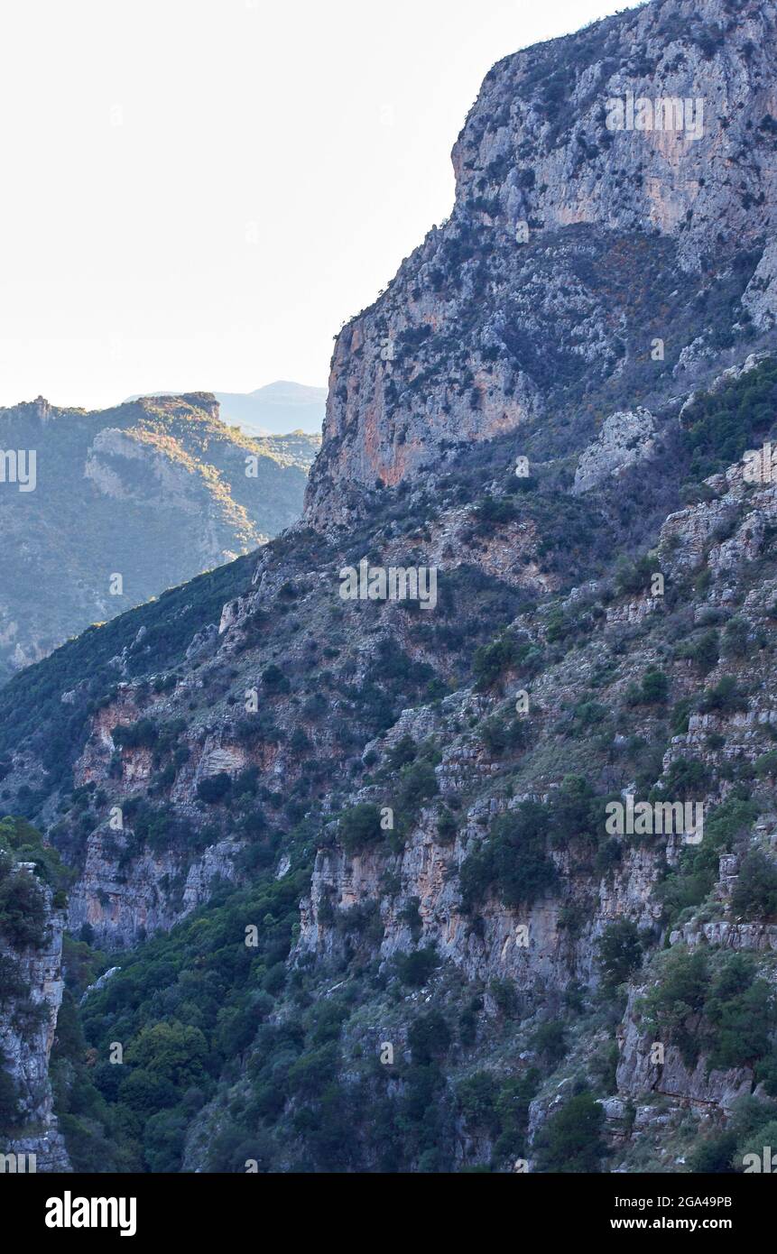 Natural scenery from the famous Ridomo gorge in Taygetus Mountain. The ...
