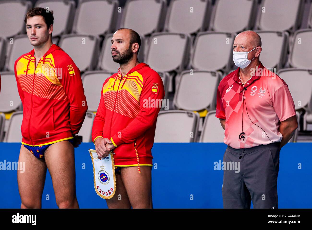 TOKYO, JAPAN - JULY 29: Felipe Perrone of Spain, Referee Michael ...