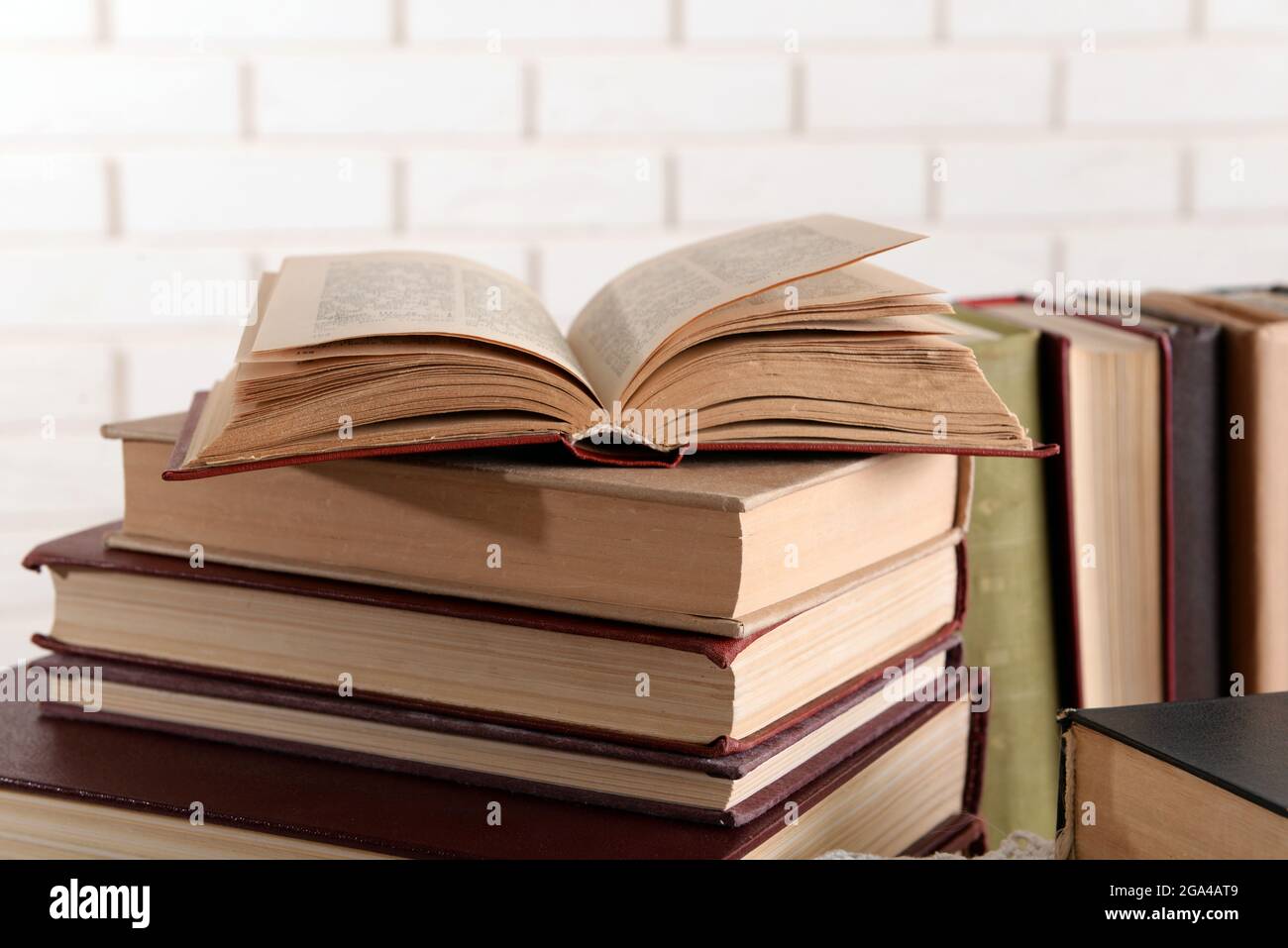 Heap of old books close up Stock Photo - Alamy