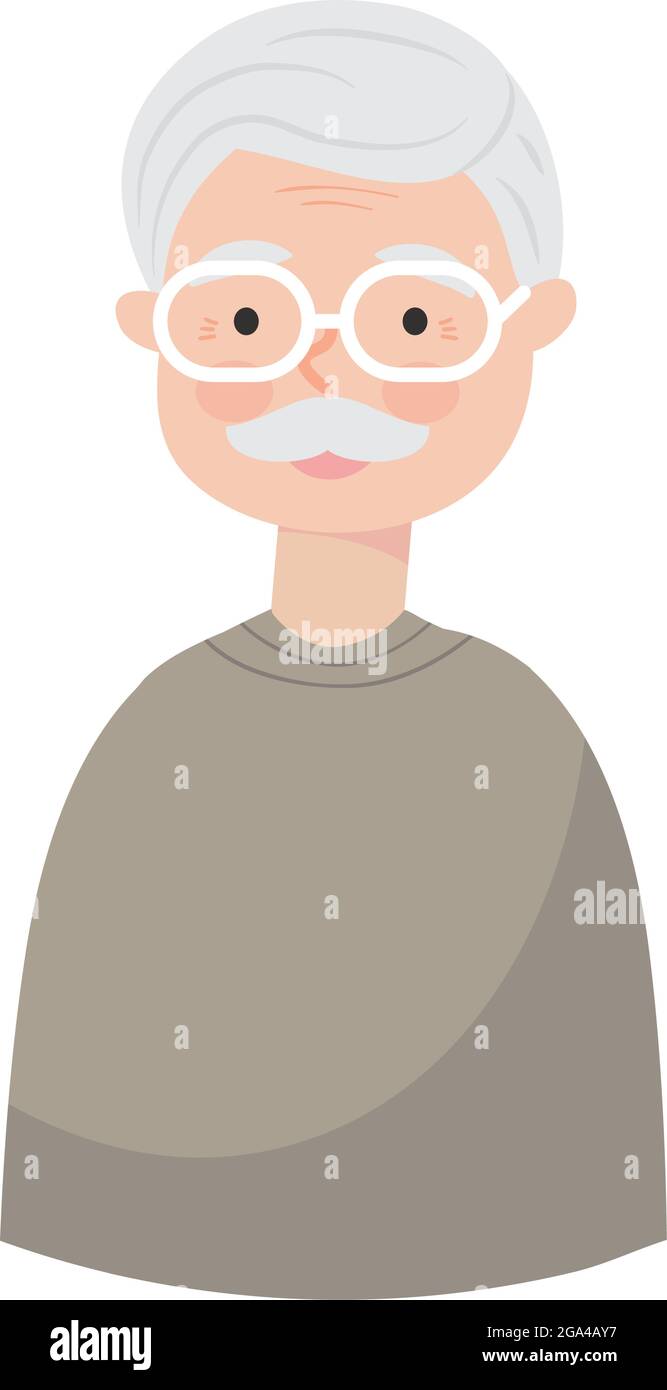 happy old man on white background Stock Vector Image & Art - Alamy