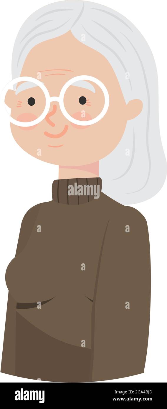 happy old woman on white background Stock Vector Image & Art - Alamy