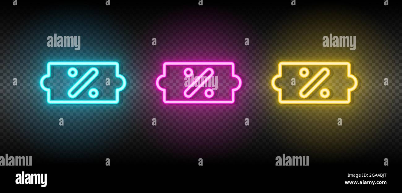 label, price, sale neon vector icon. Illustration neon blue, yellow ...