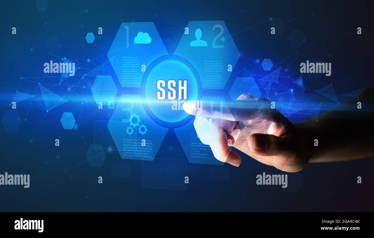 Hand touching digital button Stock Photo - Alamy