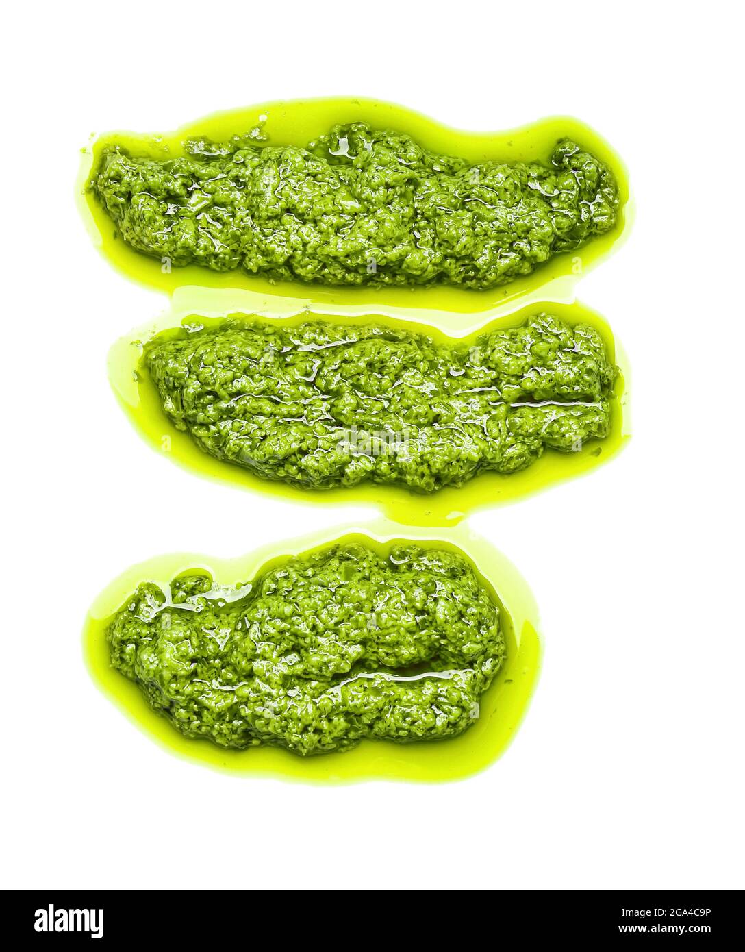 Smears of tasty pesto sauce on white background Stock Photo - Alamy