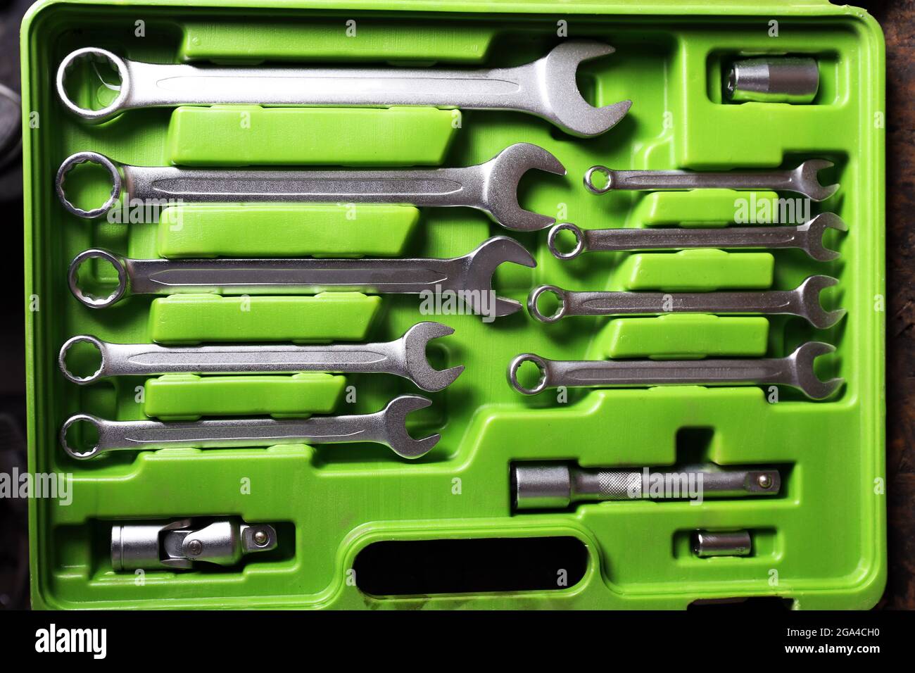 Set of tools in box close up Stock Photo - Alamy
