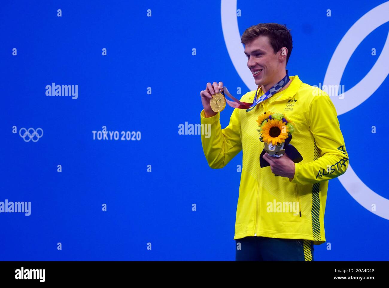 Australia’s Zac Stubblety-Cook receives his gold medal for the Men's 200m Breaststroke during ...
