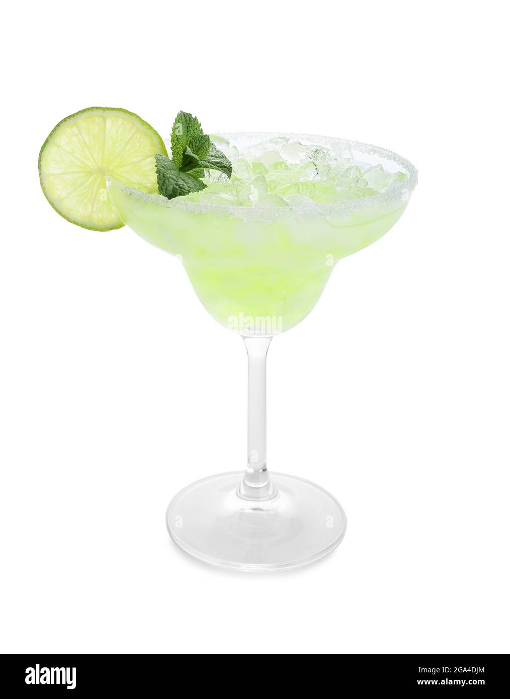 Glass of cold daiquiri cocktail on white background Stock Photo - Alamy