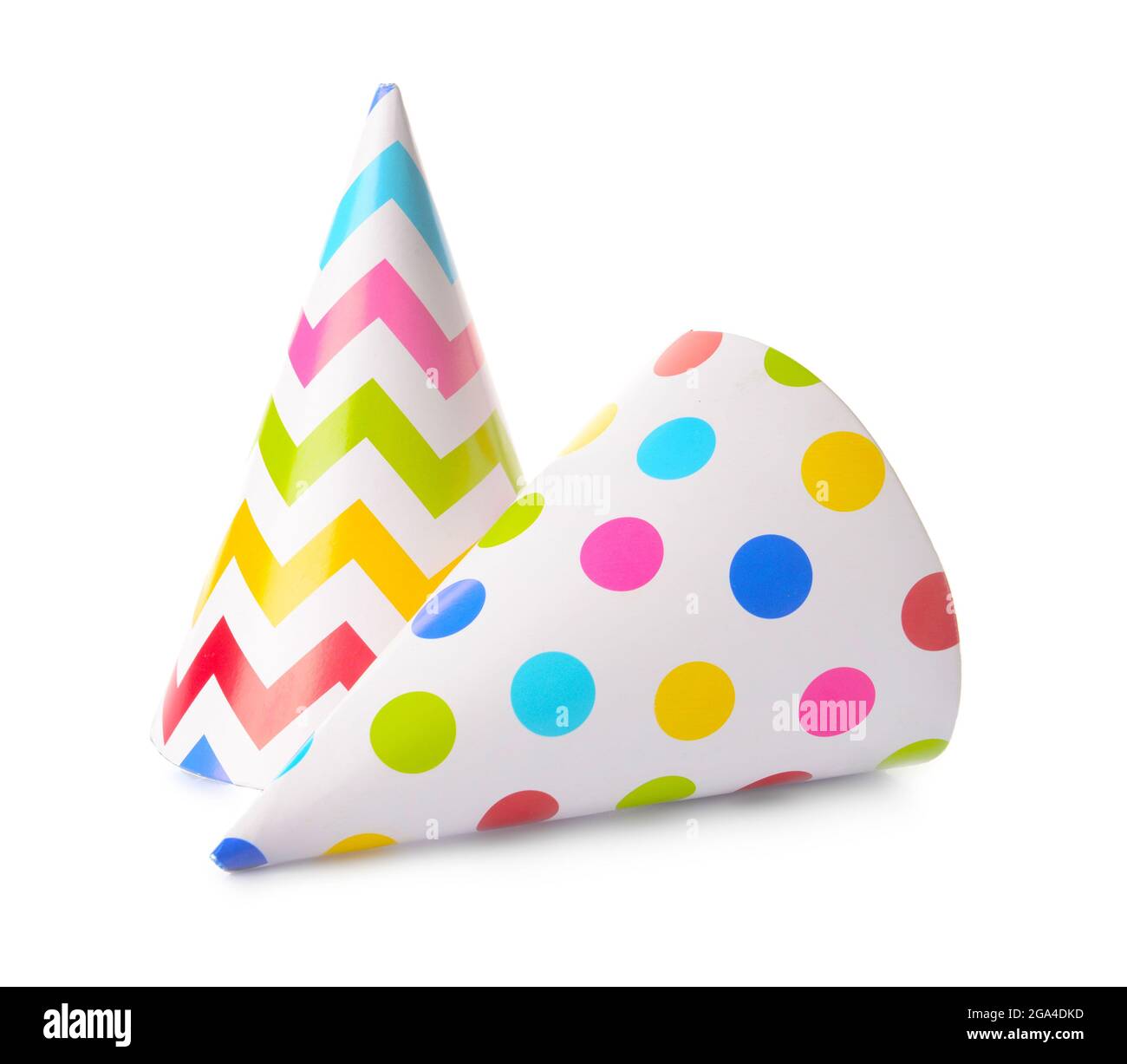 Party cones on white background Stock Photo - Alamy