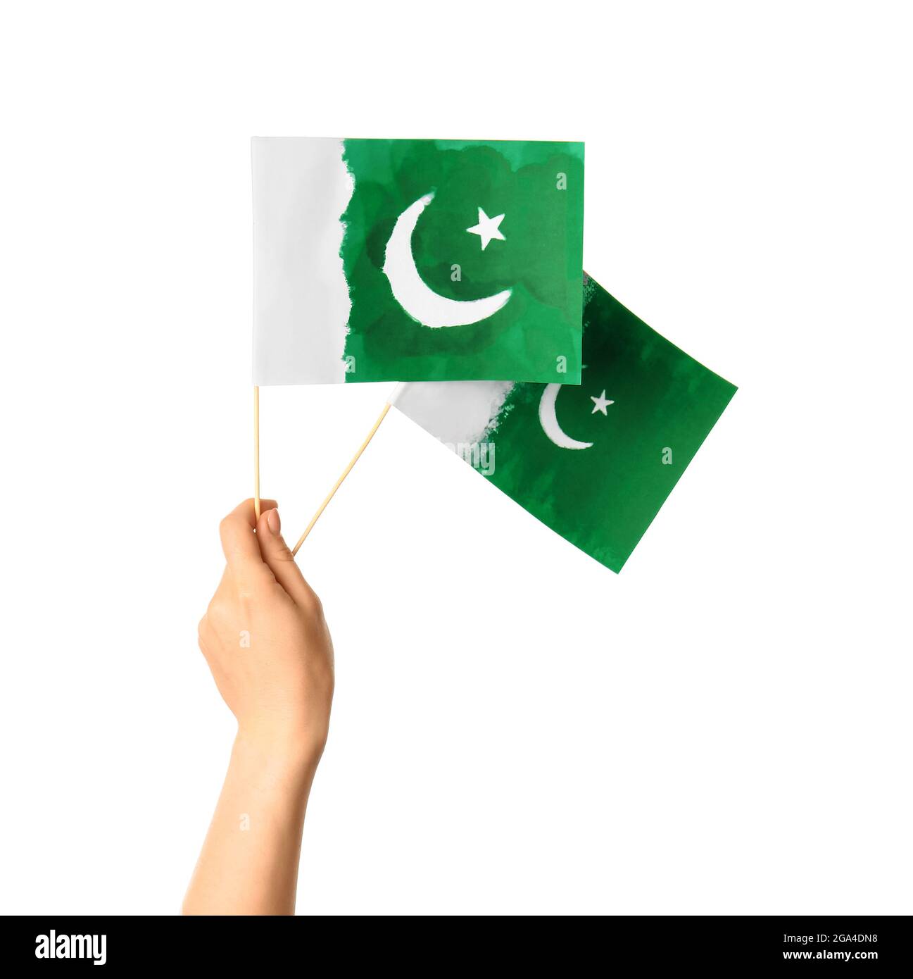Female hand with Pakistan flags on white background Stock Photo - Alamy