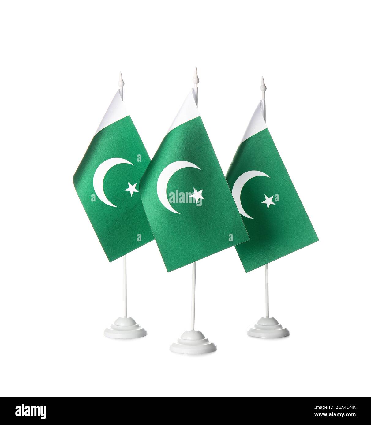 Pakistan flags on white background Stock Photo - Alamy