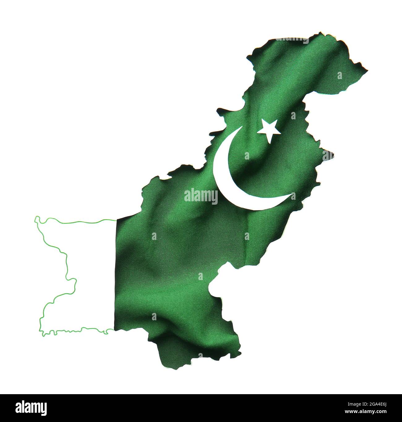 Silhouette of Pakistan country with flag on white background Stock ...