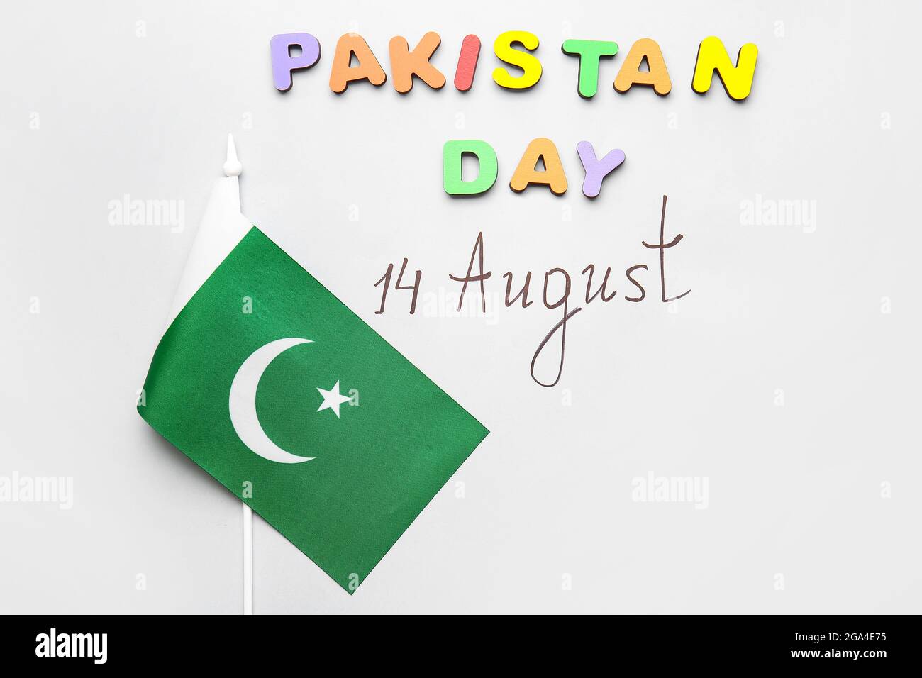 Flag of Pakistan on light background. Independence Day celebration ...