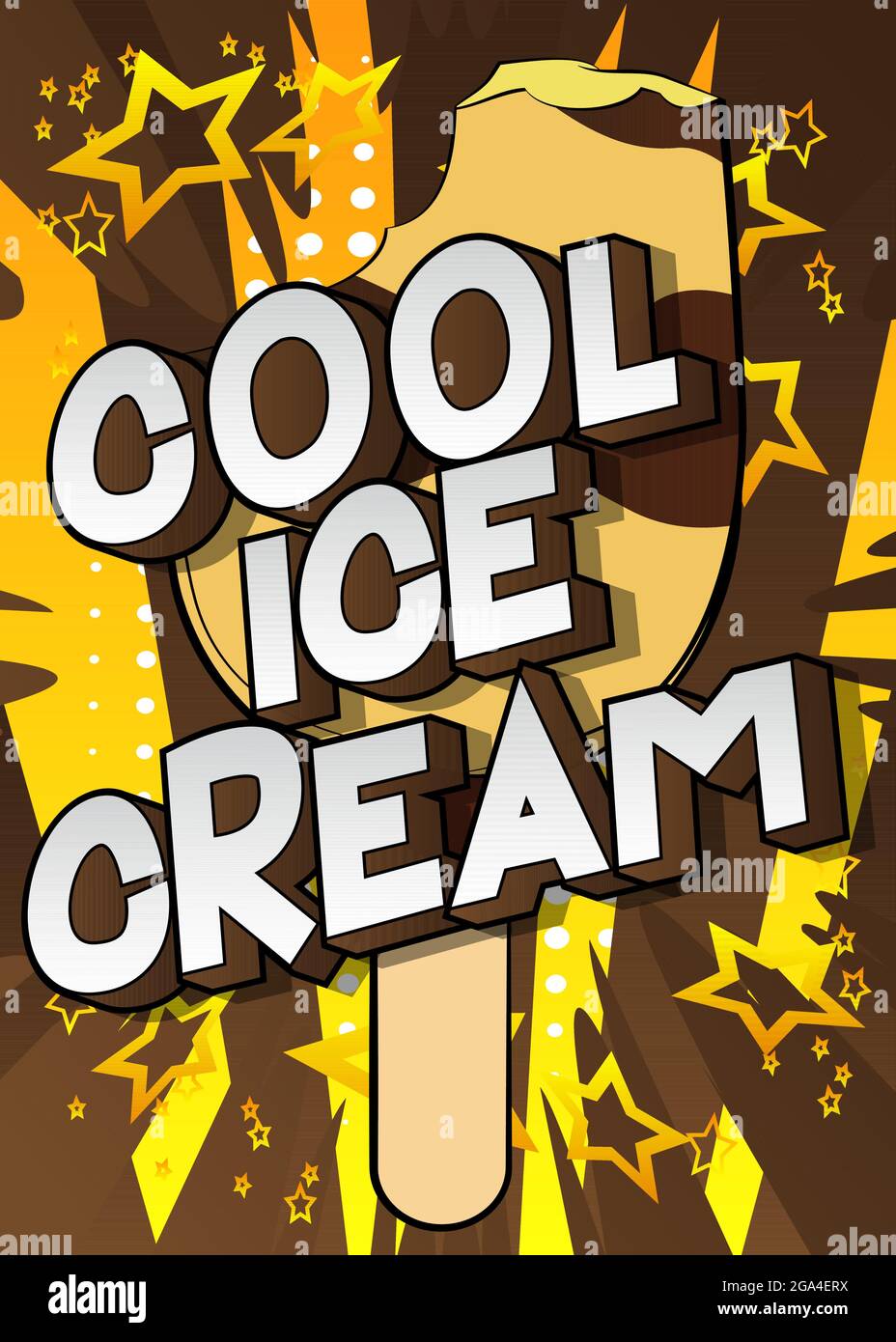 Cool Ice Cream text on comic book background. Retro pop art comic style ...