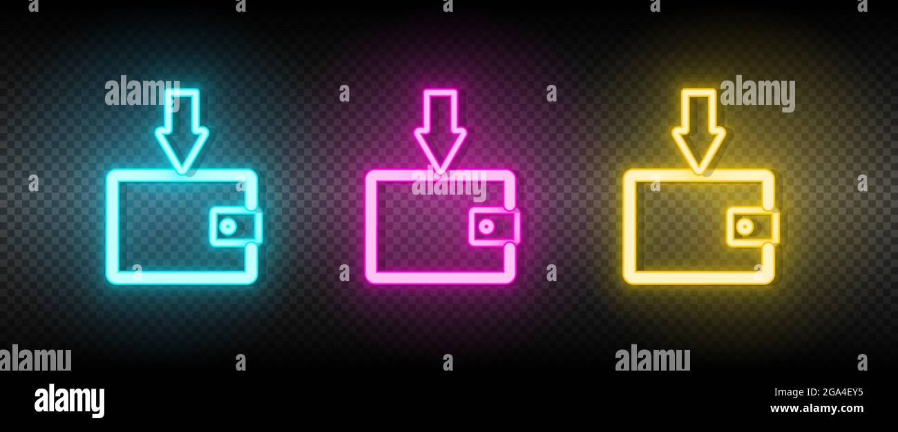 incoming, money, salary neon vector icon. Illustration neon blue ...