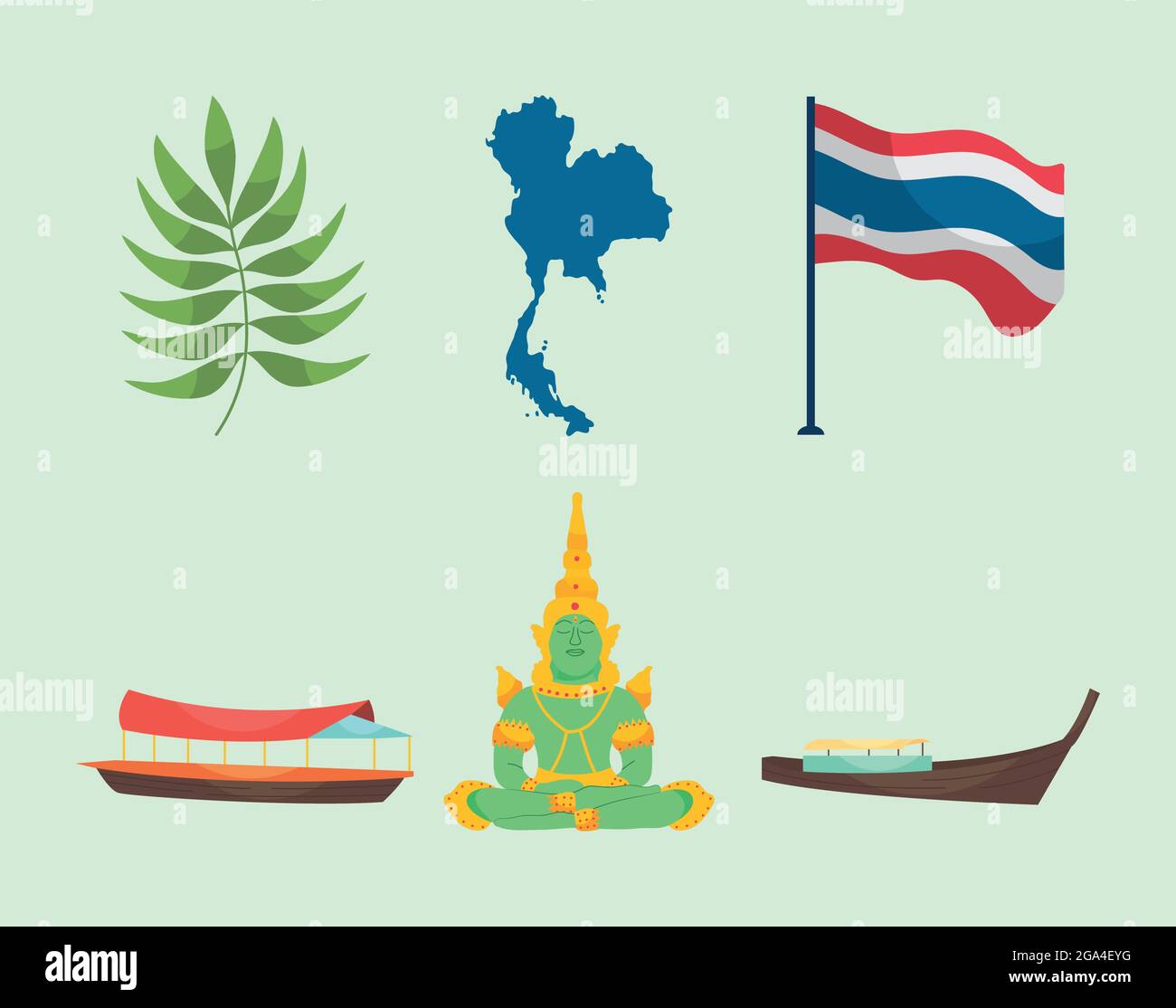 Thailand icon set on green background Stock Vector Image & Art - Alamy