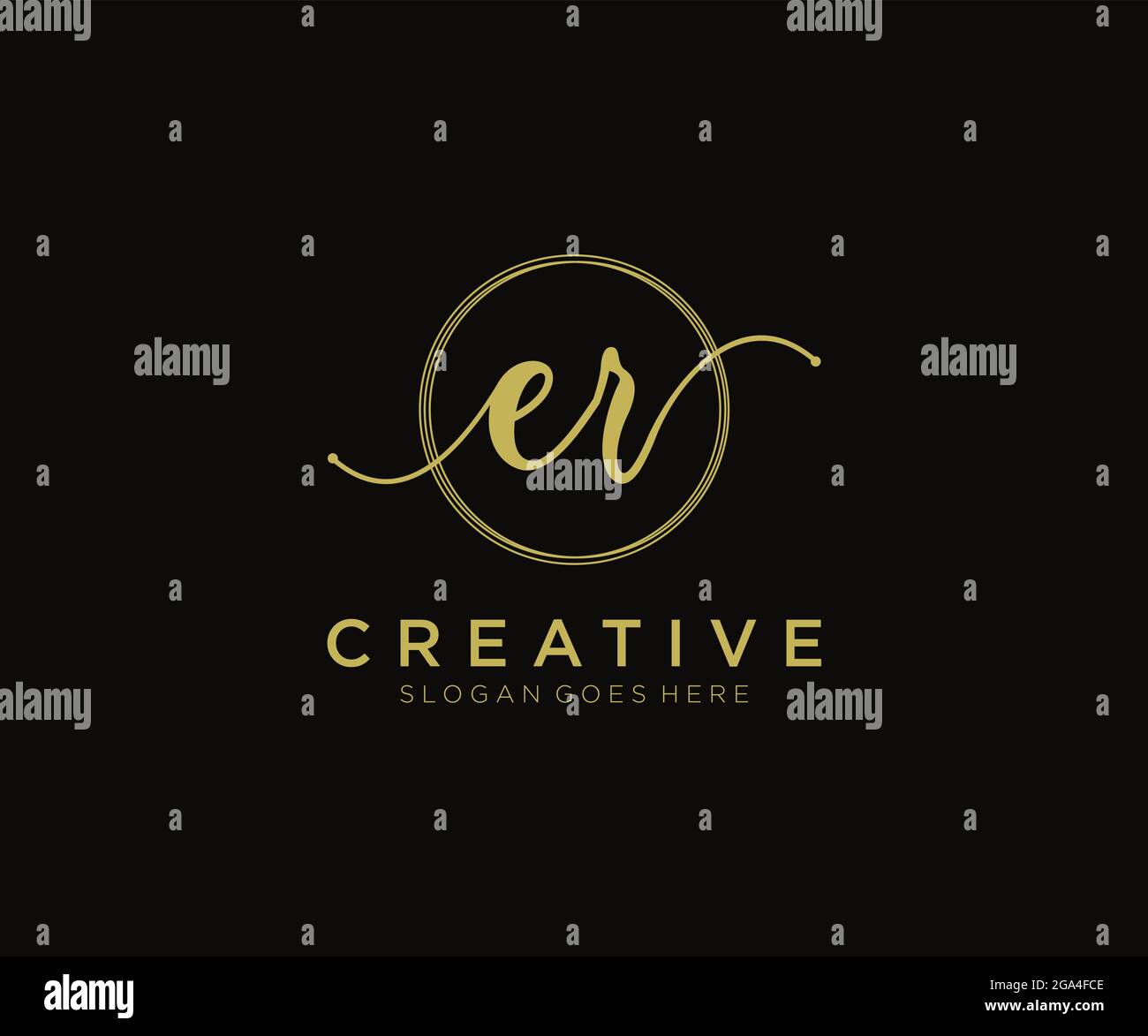 ER Feminine logo beauty monogram and elegant logo design, handwriting ...