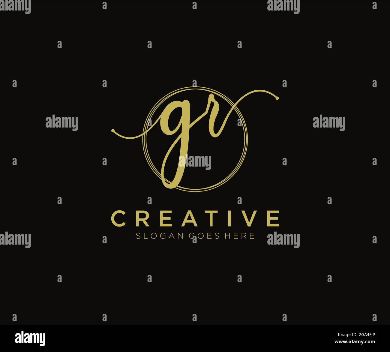 GR Feminine logo beauty monogram and elegant logo design, handwriting ...