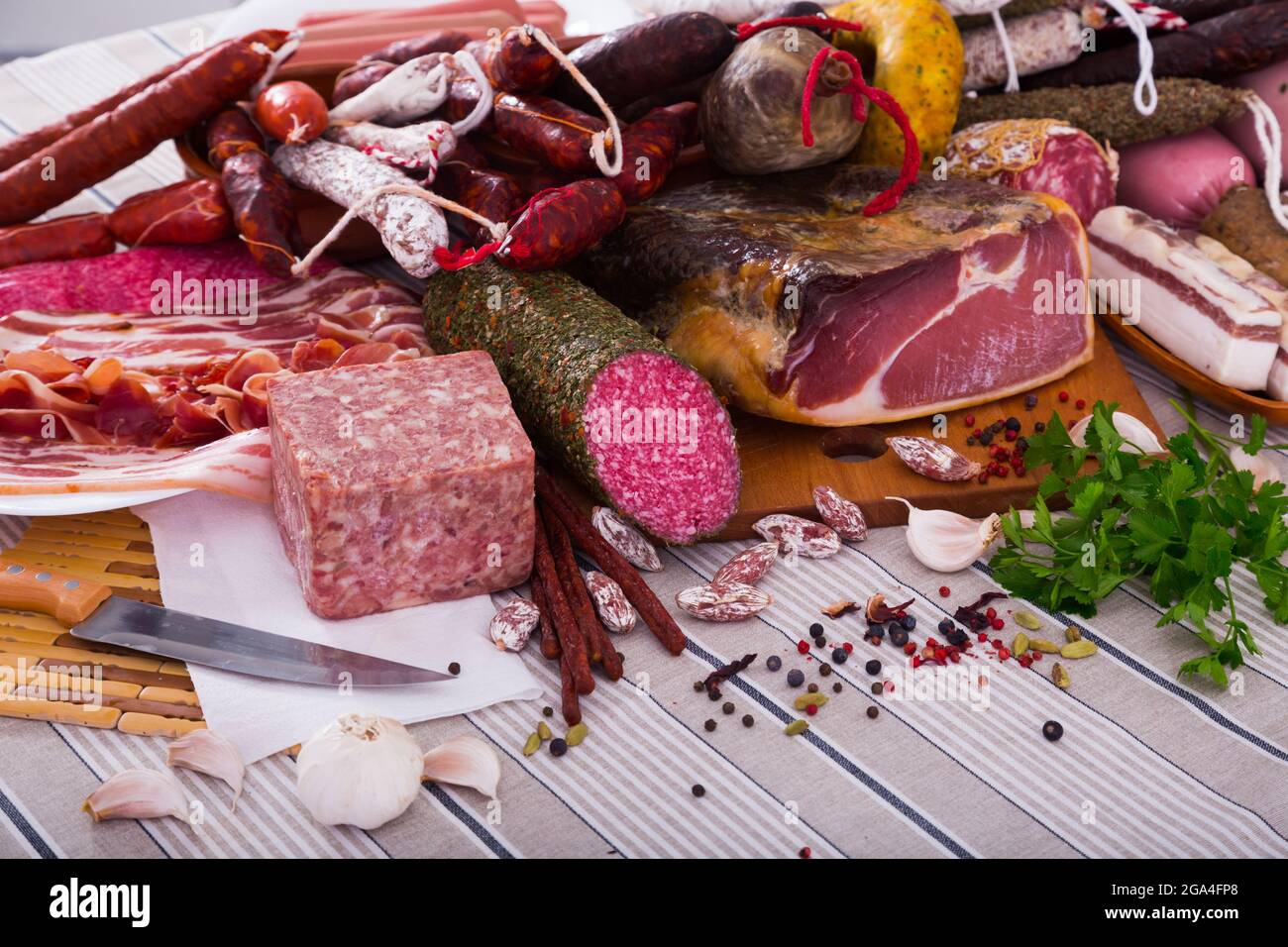 Variety meats ham sausages hi-res stock photography and images - Alamy